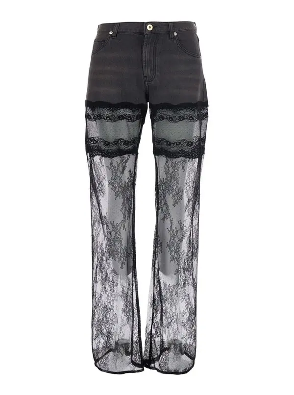 Blumarine Black Jeans With Logo Patch On The Back And Layered Design In Denim For - Multicolor