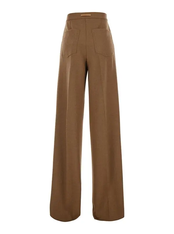 Max Mara Ugola' Beige Pants With Hidden Front Closure In Wool Blend For