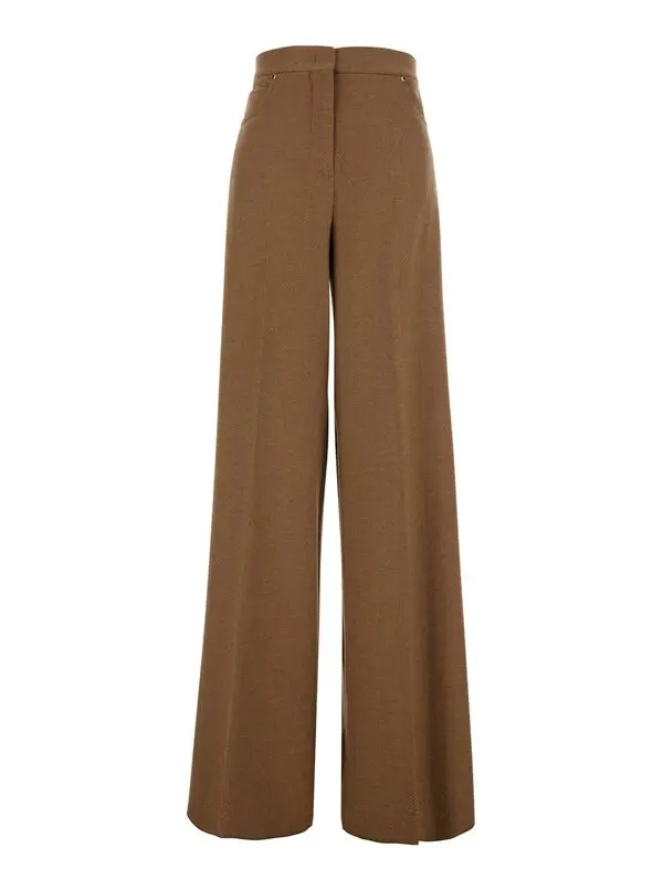 Max Mara Ugola' Beige Pants With Hidden Front Closure In Wool Blend For - Multicolor