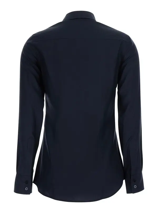 Gucci Blue Shirt With Pointed Collar In Silk For