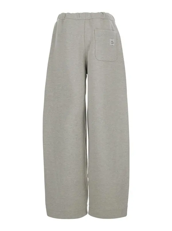 AMI Paris Grey Pants With Drawstring Waist And Logo Patch On The Back In Cotton For