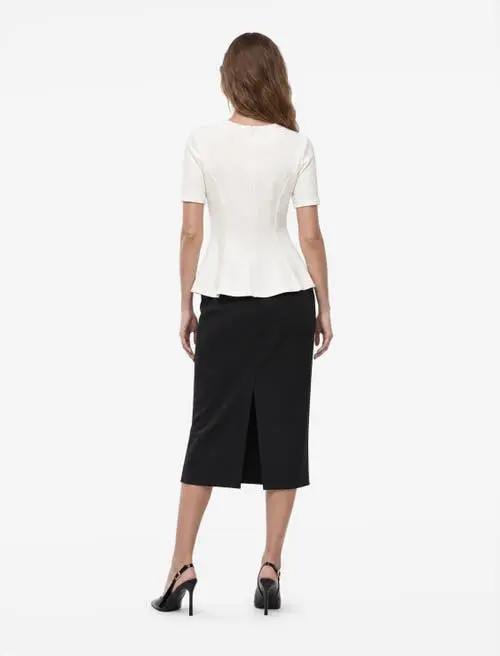 Koton Slim Fit Crew Neck Short Sleeve Peplum Top