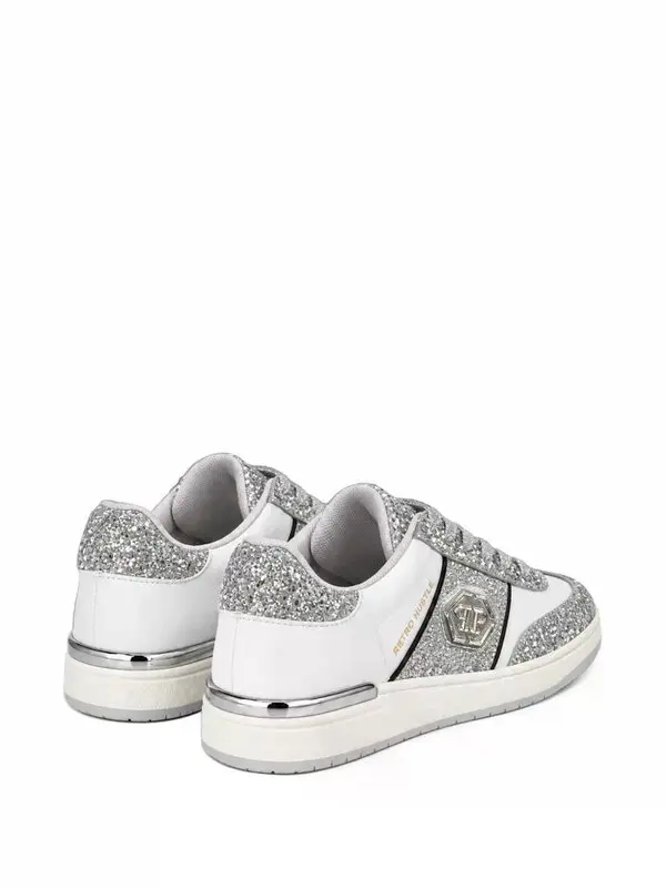 Philipp Plein Sneakers Retro Hustle Mix Glitter - Silver