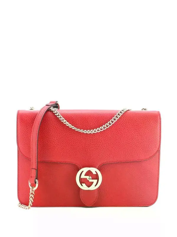 Gucci Interlocking Leather Medium Shoulder Bag - Red