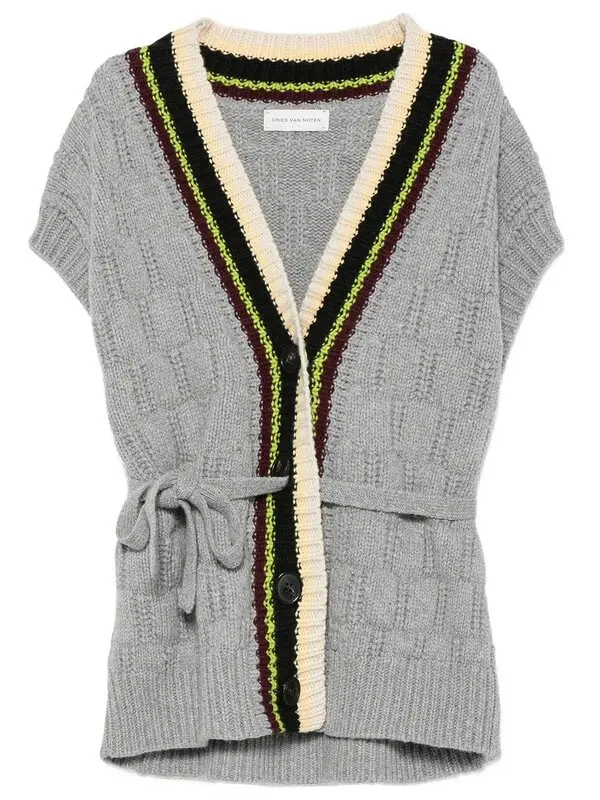 Dries Van Noten Sleeveless Wool Cardigan - Grey