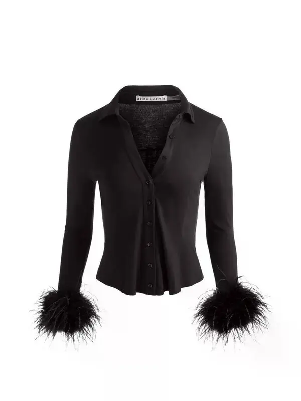 Alice + Olivia Freya Button-up Top - Black