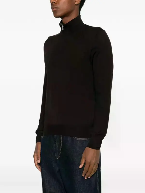GRAN SASSO Quarter-zip Knitted Long-sleeve Polo Shirt