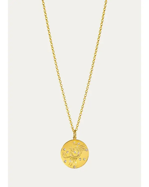 Verdura 18k Yellow Diamond Zodiac Necklace, Cancer - Gold