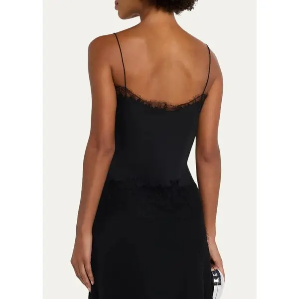 Lafayette 148 New York Cropped Lace-trim Silk Cami