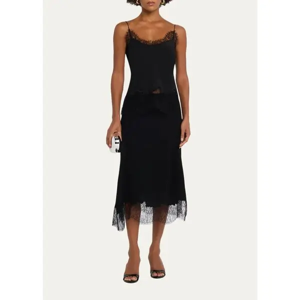 Lafayette 148 New York Cropped Lace-trim Silk Cami