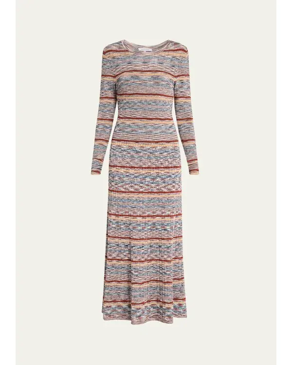 Veronica Beard Nami Striped Rib-knit Midi-dress