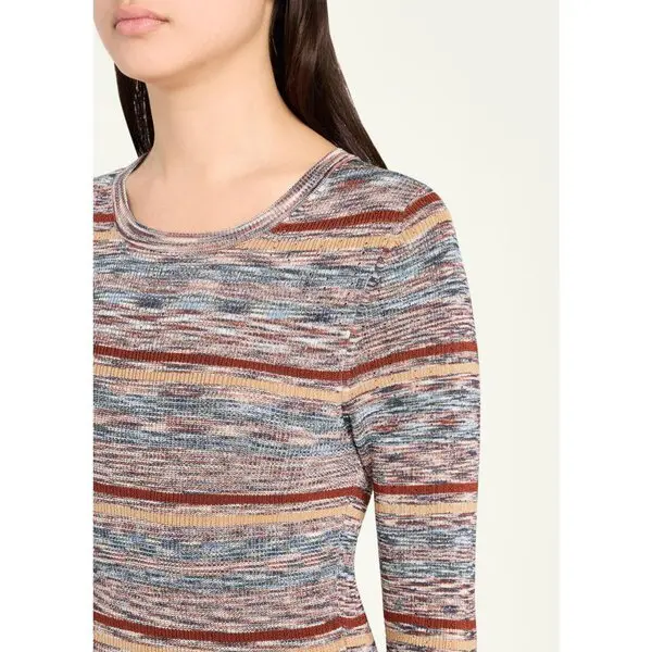 Veronica Beard Nami Striped Rib-knit Midi-dress