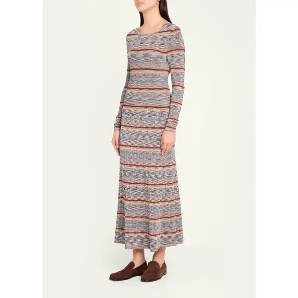 Veronica Beard Nami Striped Rib-knit Midi-dress