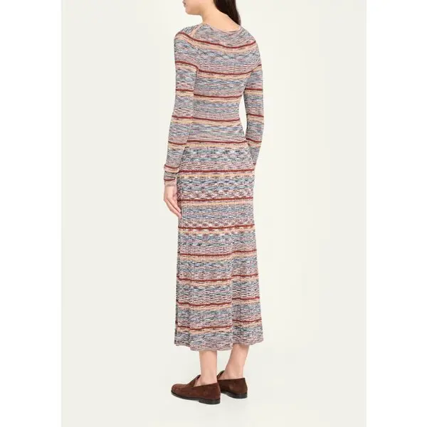 Veronica Beard Nami Striped Rib-knit Midi-dress