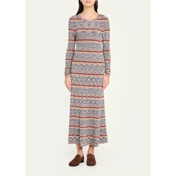 Veronica Beard Nami Striped Rib-knit Midi-dress