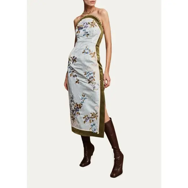 ALEMAIS Odessa Floral Linen-cotton Blend Midi Dress