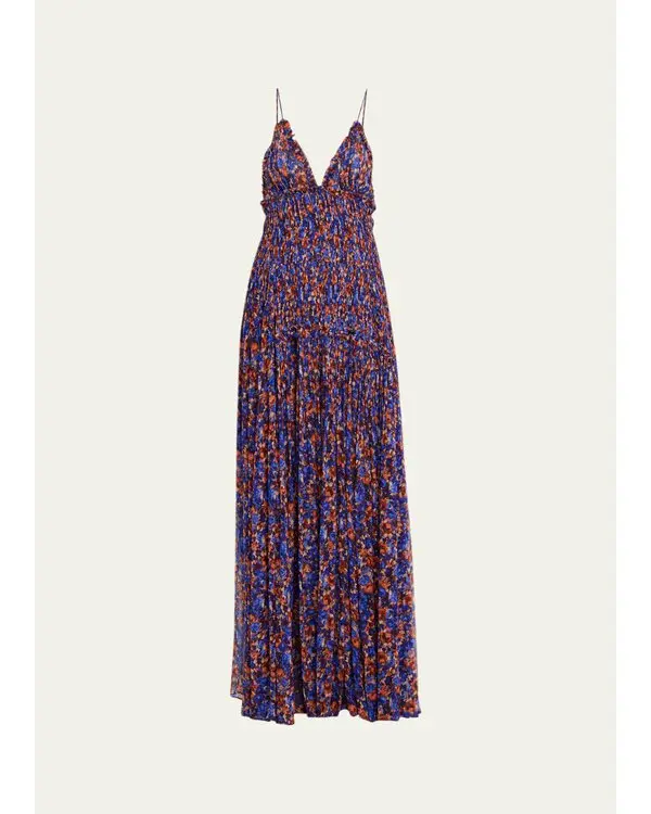 Ulla Johnson Atrani Floral Silk Chiffon Maxi Dress - Violet