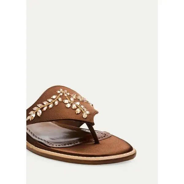 Manolo Blahnik Jewel-embellished Suede Thong Flat Sandals