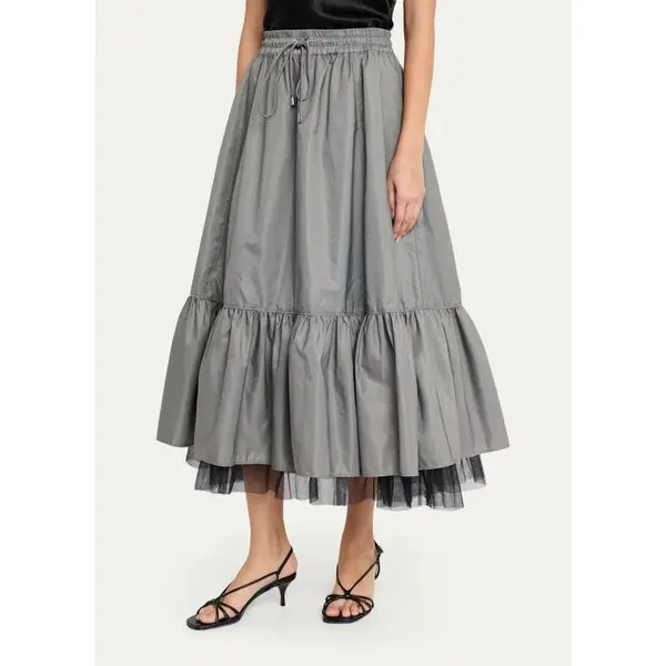 Cinq À Sept Arianne Tiered Drawstring Midi Skirt