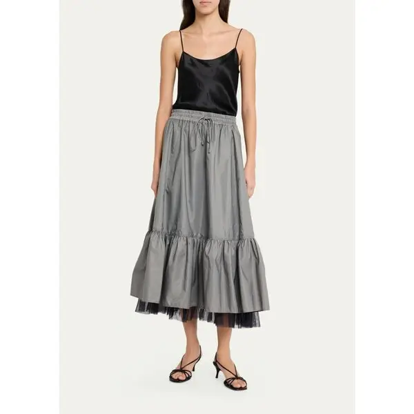 Cinq À Sept Arianne Tiered Drawstring Midi Skirt
