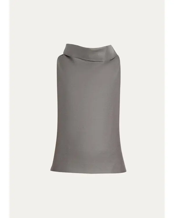 Issey Miyake Wool Draped Cowl-neck Sleeveless Top - Gray