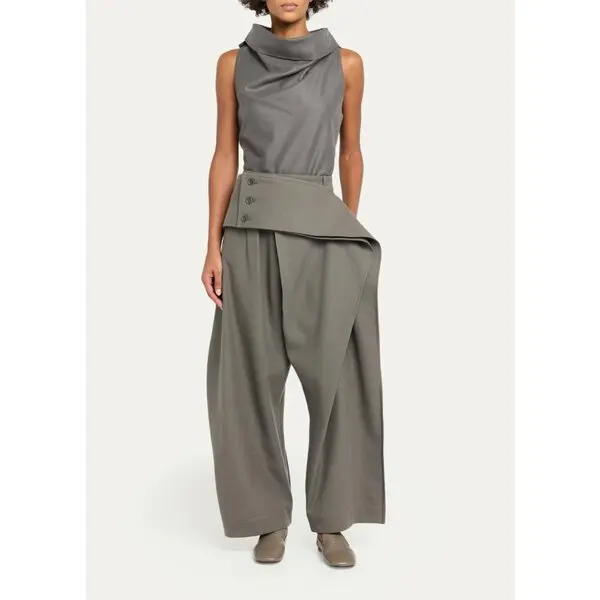 Issey Miyake Wool Draped Cowl-neck Sleeveless Top