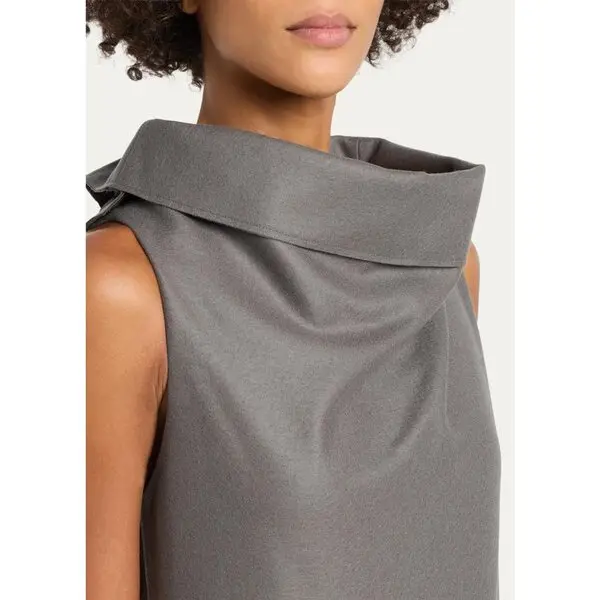 Issey Miyake Wool Draped Cowl-neck Sleeveless Top