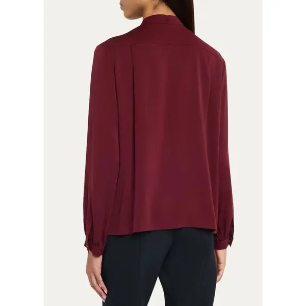 Max Mara Silk Charmeuse Scarf-neck Button-down Blouse