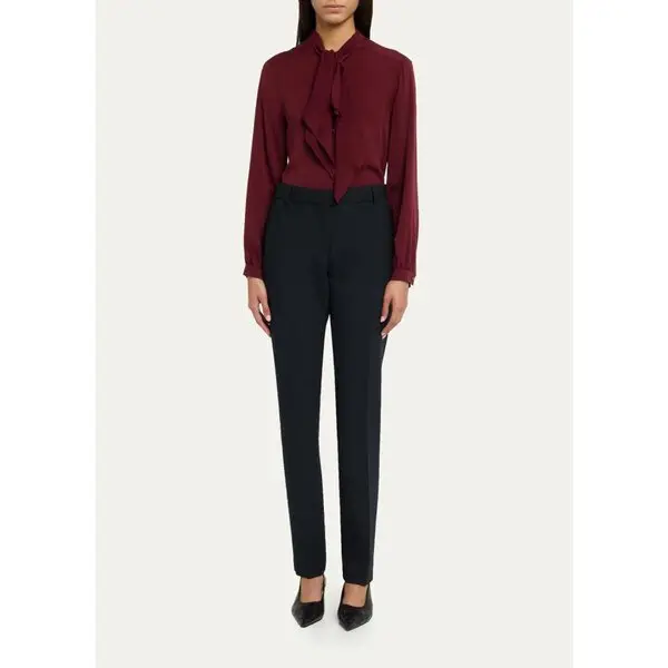 Max Mara Silk Charmeuse Scarf-neck Button-down Blouse