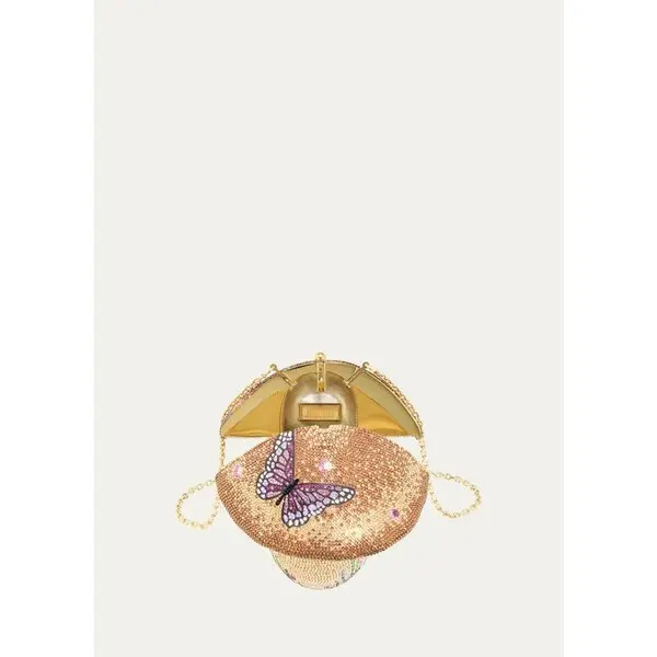 Judith Leiber Mushroom Bella Crystal Clutch Bag