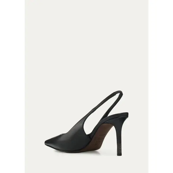 Brunello Cucinelli 100mm Leather Slingback Pumps