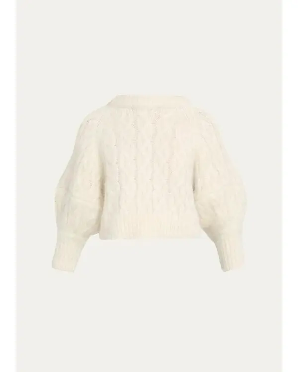 RÙADH Chalmers Cable Knit Puff-sleeve Sweater - Ivory