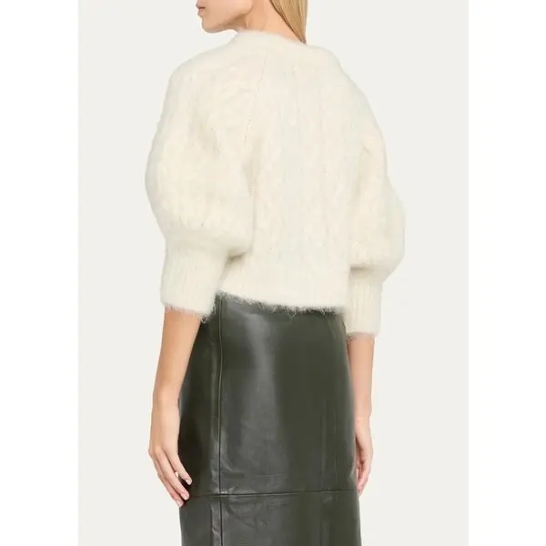 RÙADH Chalmers Cable Knit Puff-sleeve Sweater