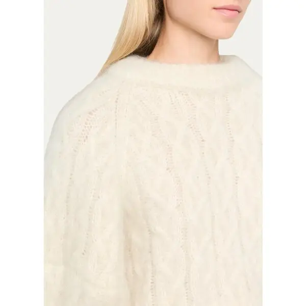 RÙADH Chalmers Cable Knit Puff-sleeve Sweater