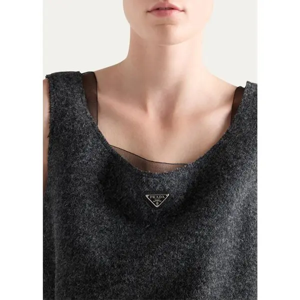 Prada Wool Scoop-neck Sleeveless Top - Anthracite
