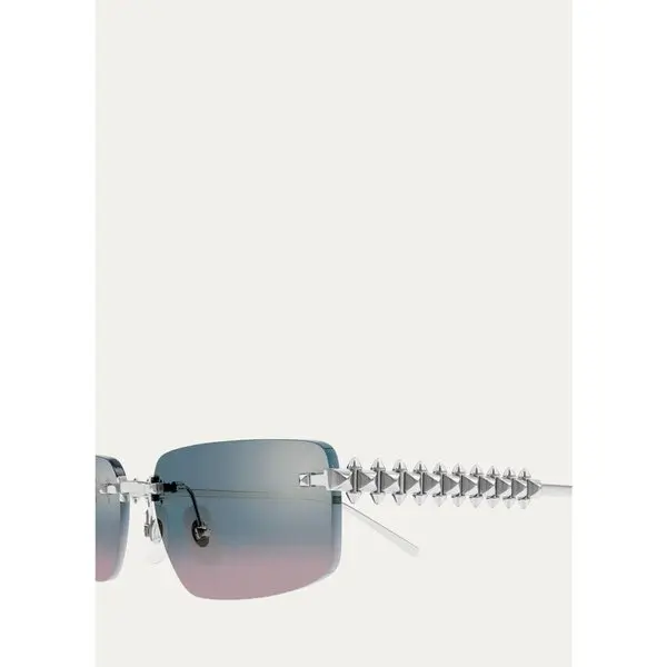 Cartier Studded Titanium And Nylon Rectangle Sunglasses