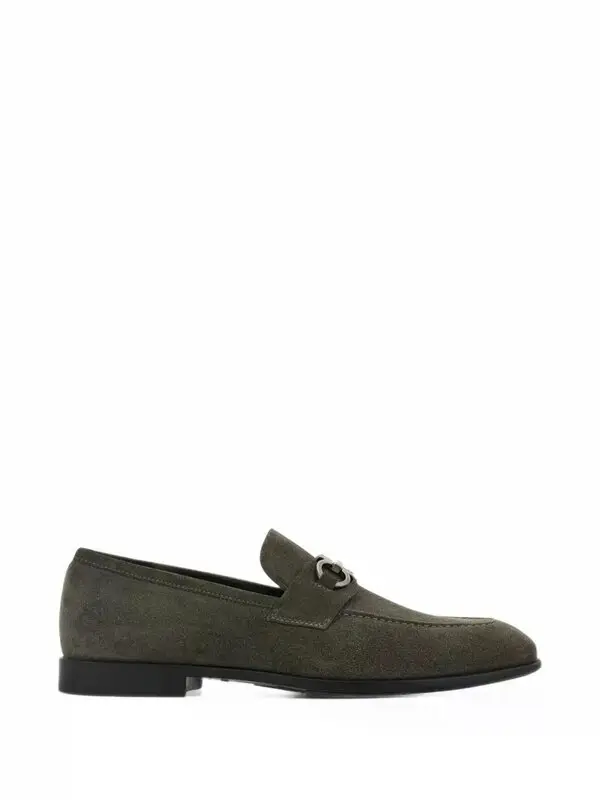 FERRAGAMO Moccasins With Gancini Ornament - Grey