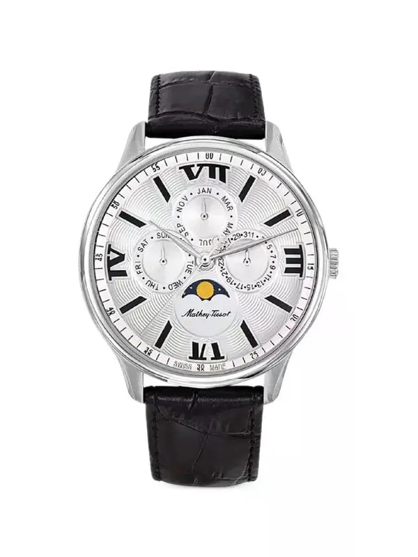 MATHEY TISSOT Edmond Moon 42mm Watch - Silver
