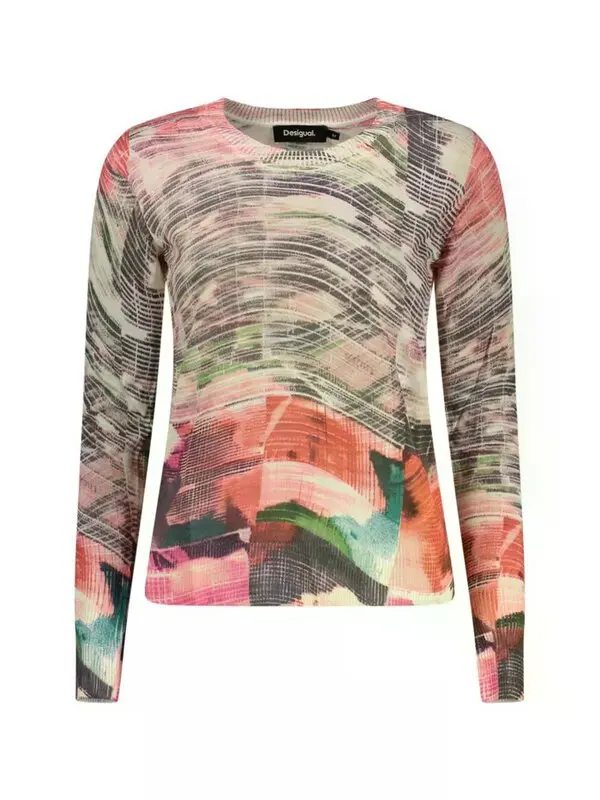 Desigual Abstract-print Long-sleeve Sweater - Red
