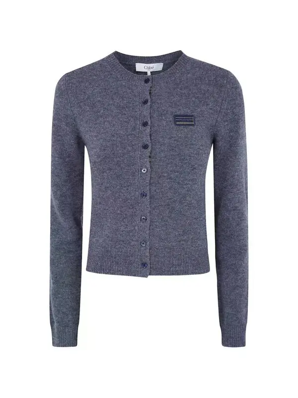 Chloé Logo-patch Button-up Cardigan - Grey