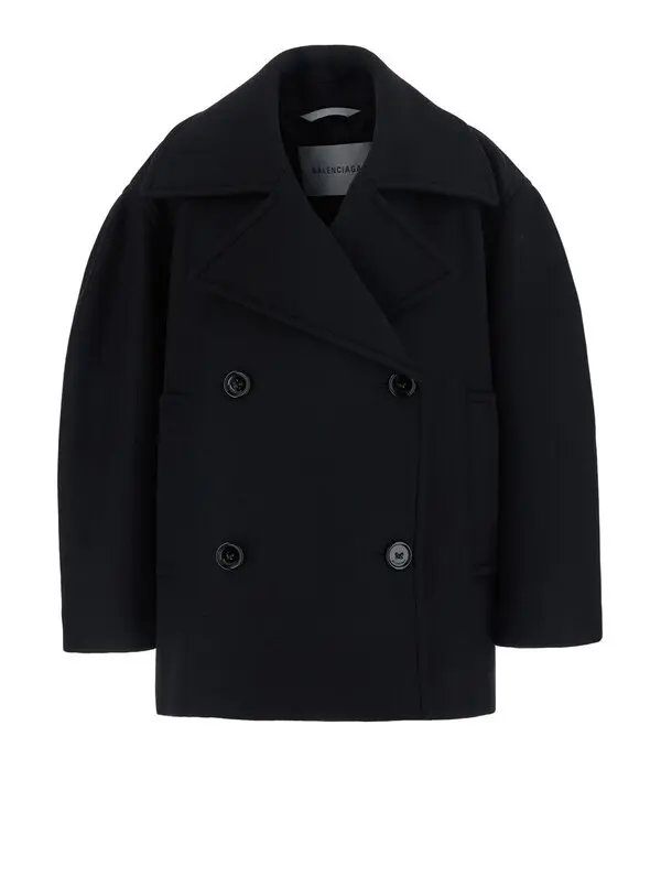 Balenciaga Short Cocoon Double-compact Wool Jacket - Black
