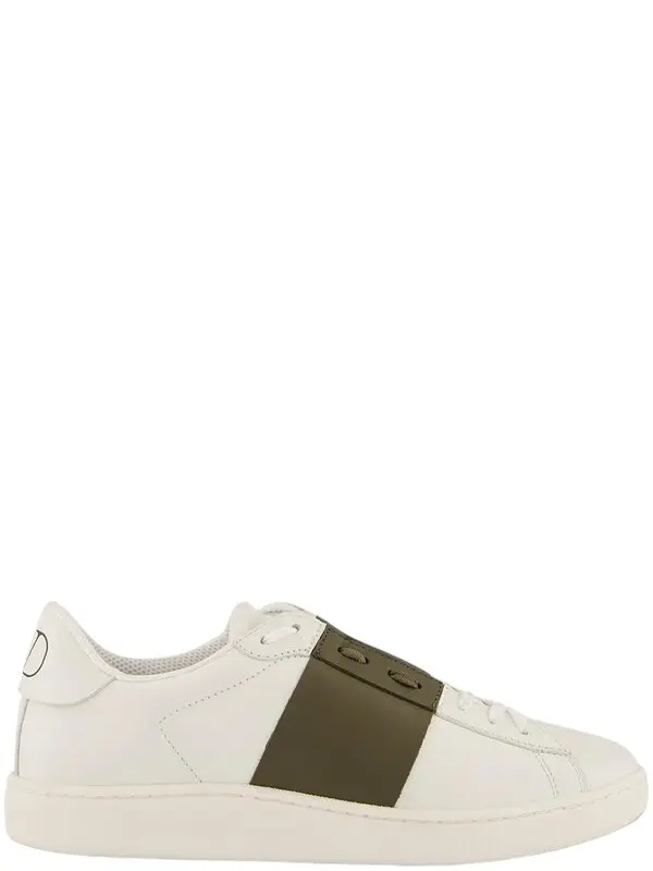 Valentino Garavani Open Royco Lace-up Sneaker In Calf Leather With Nappa Leather Band - Green