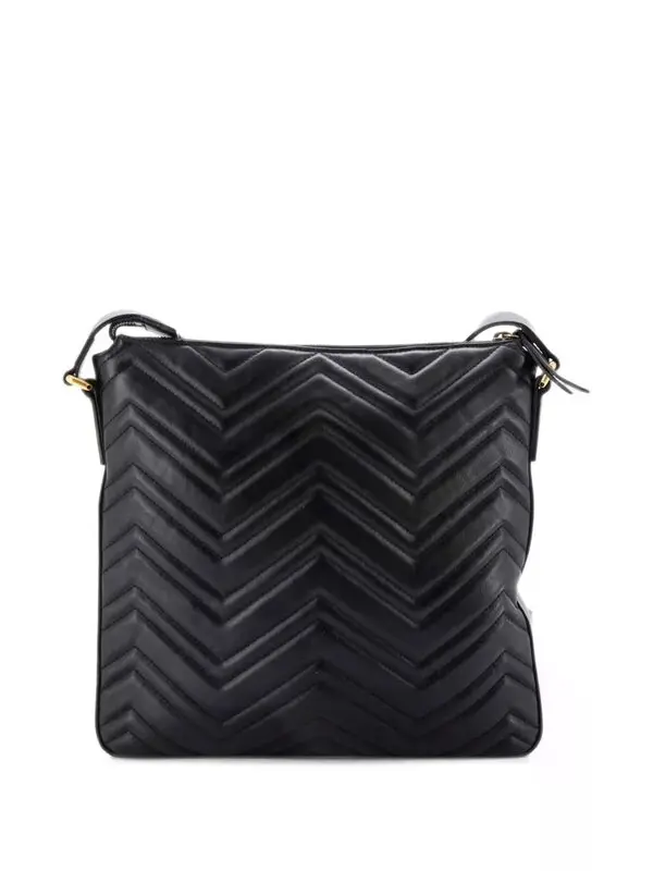Gucci Gg Marmont Zip Messenger Bag Matelasse Leather Medium Crossbody Bag - Black