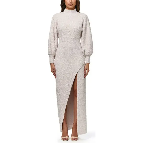 Naked Wardrobe Fuzzy Knit Maxi Dress - Bone