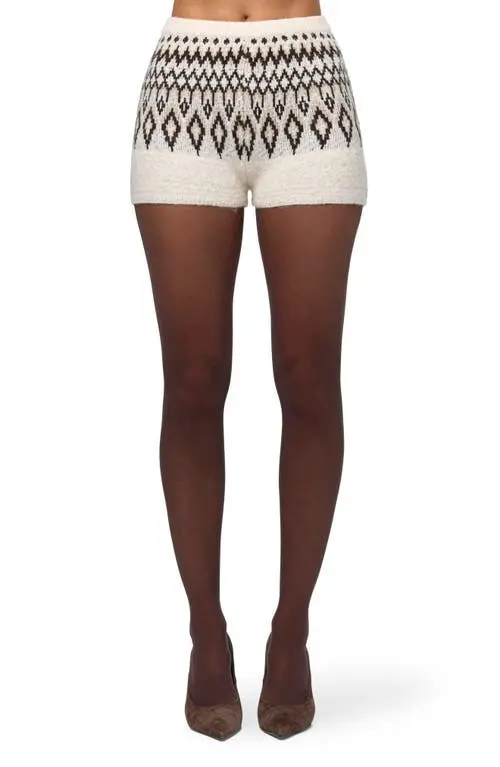Naked Wardrobe Fair Isle Knit Hot Pants - Bone