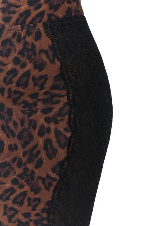 Naked Wardrobe Leopard Print High Waist Midi Skirt