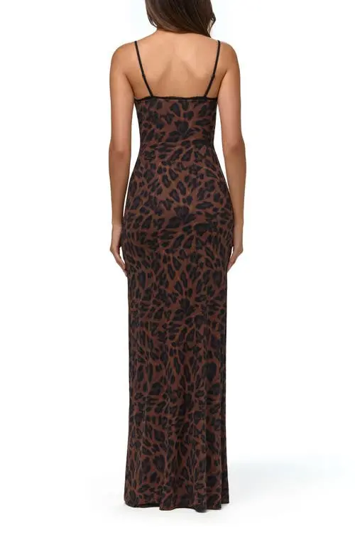Naked Wardrobe Lace Trim Leopard Print Maxi Dress