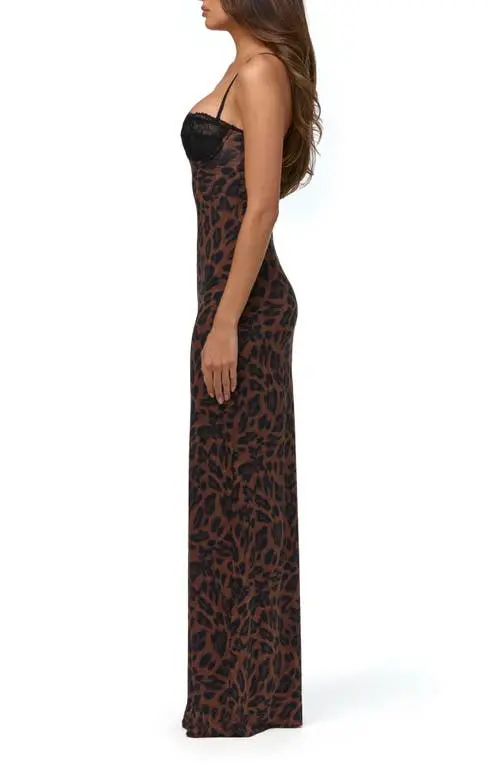 Naked Wardrobe Lace Trim Leopard Print Maxi Dress