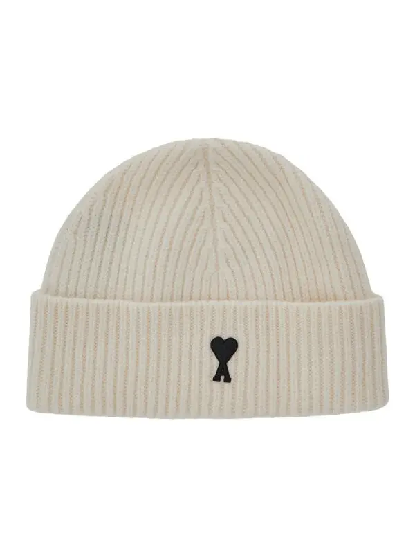 AMI Paris Beanie With Adc Embroidery On The Front In Wool For - White