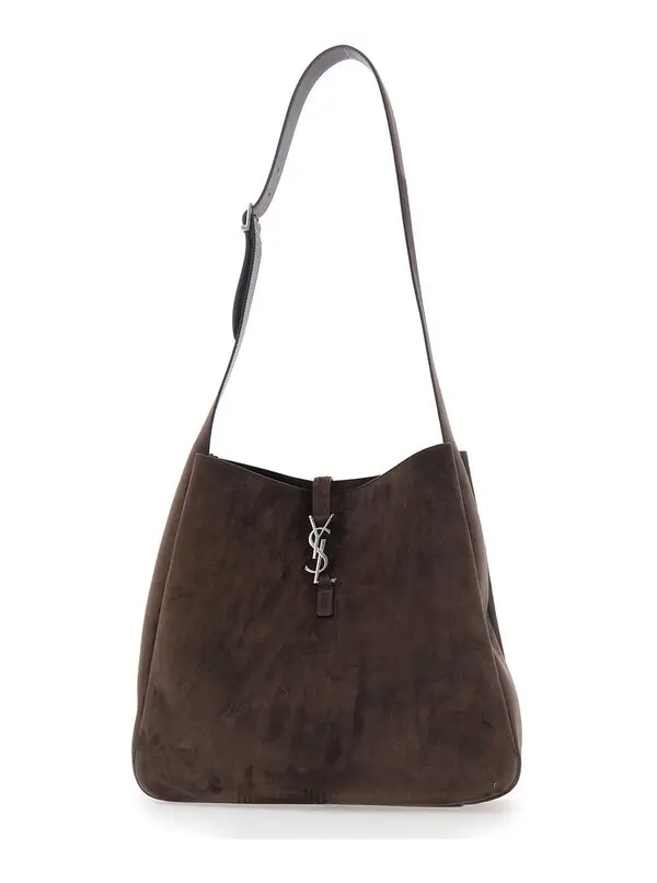 Saint Laurent Brown Shoulder Bag With Shoulder Strap And Cassandre Buckle Closure On The Front In Suede For - Multicolor